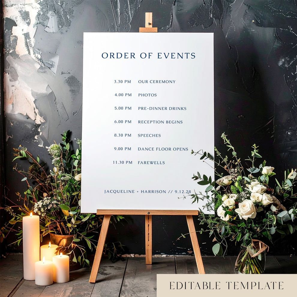 Cove Printable Wedding Order of Events Sign | Editable Template – The ...